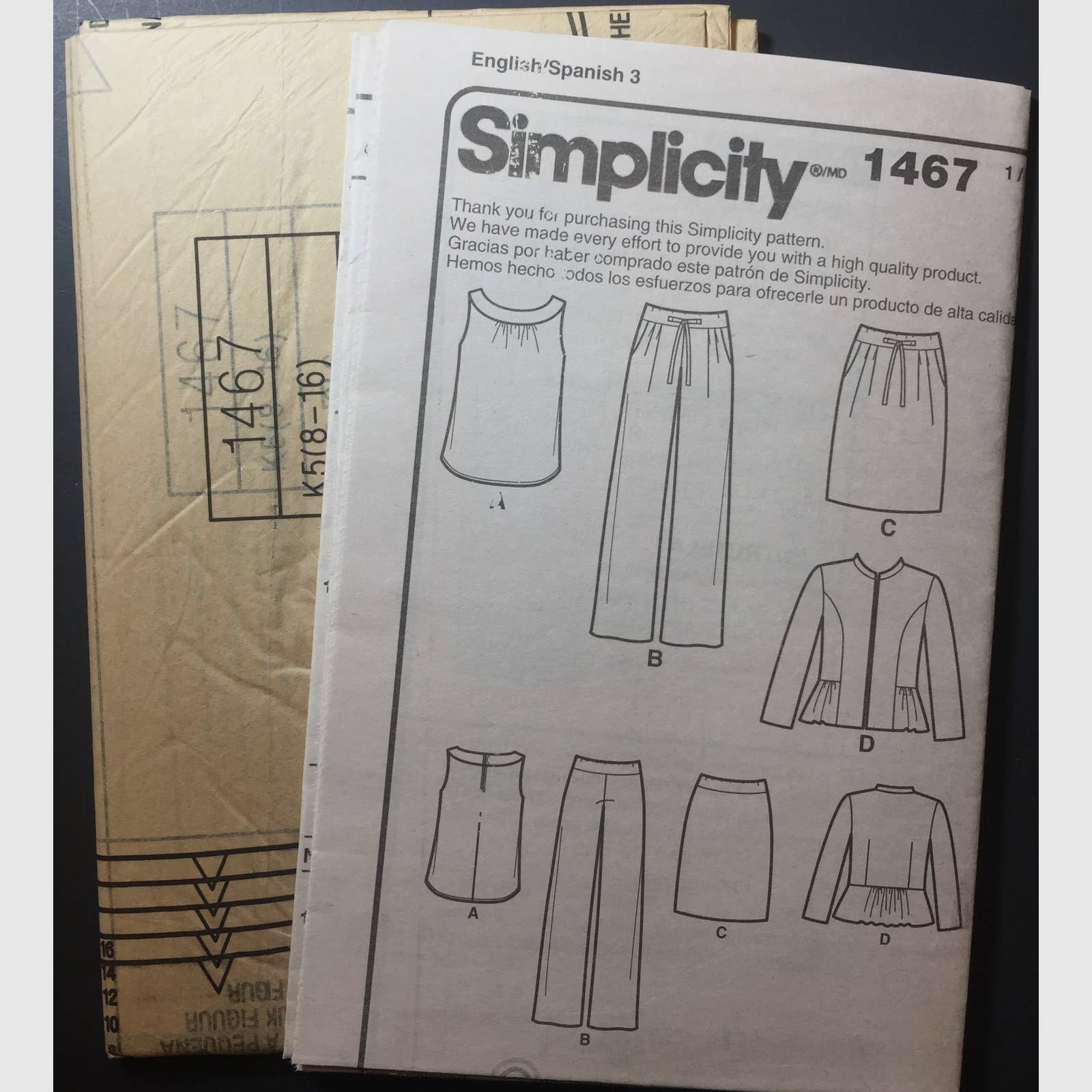 Simplicity Sewing Pattern Misses 1467 Top Jacket Pants Skirt Sizes 8 16 ...