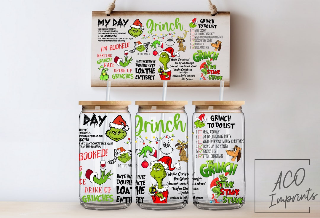 Grinch 16oz Libby Glassgrinch Inspired: Sip in Style With - Etsy