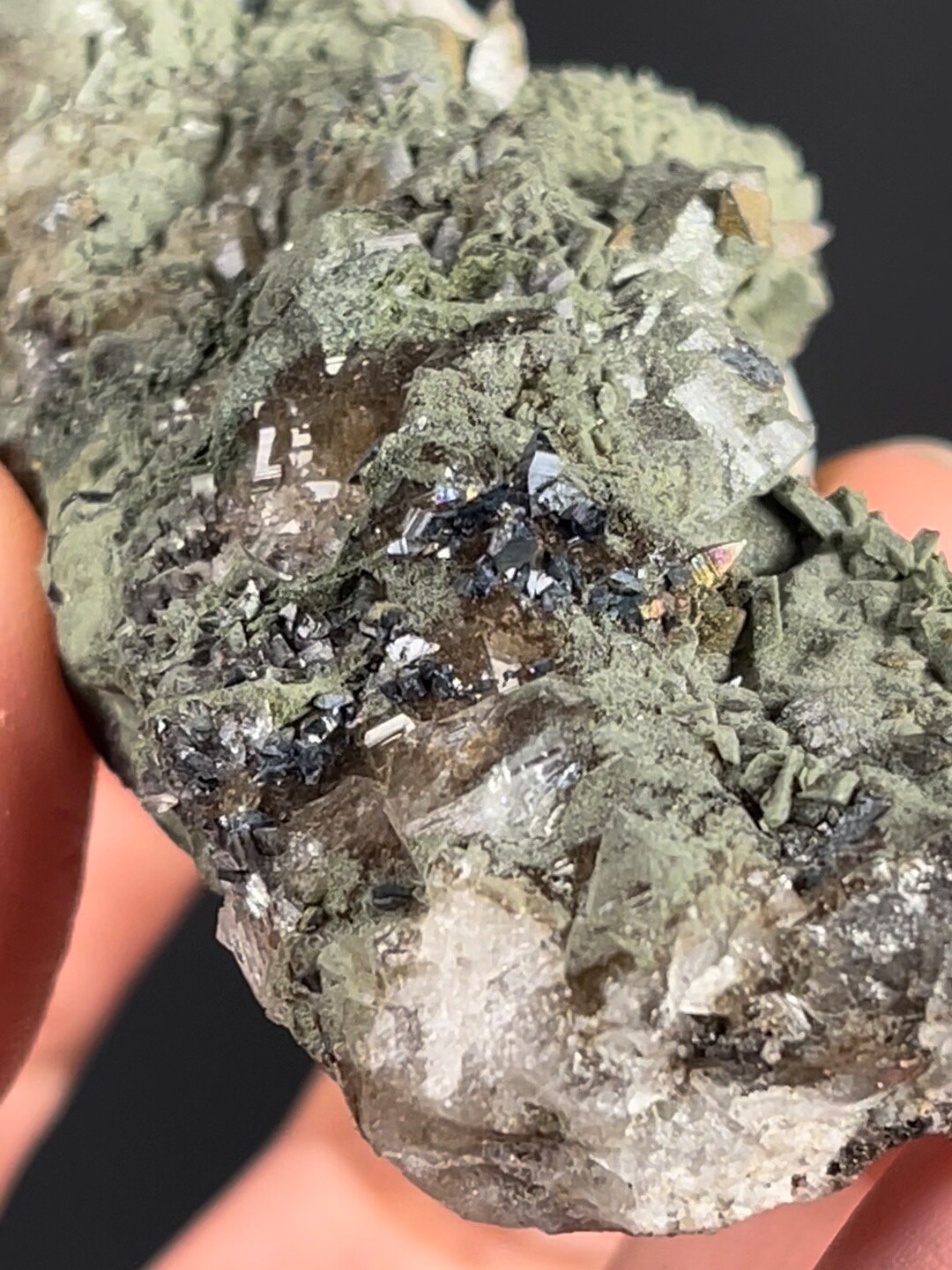 IRIDESCENT! SWISS Anatase (blue AND Yellow!) on Adularia, Quartz ...