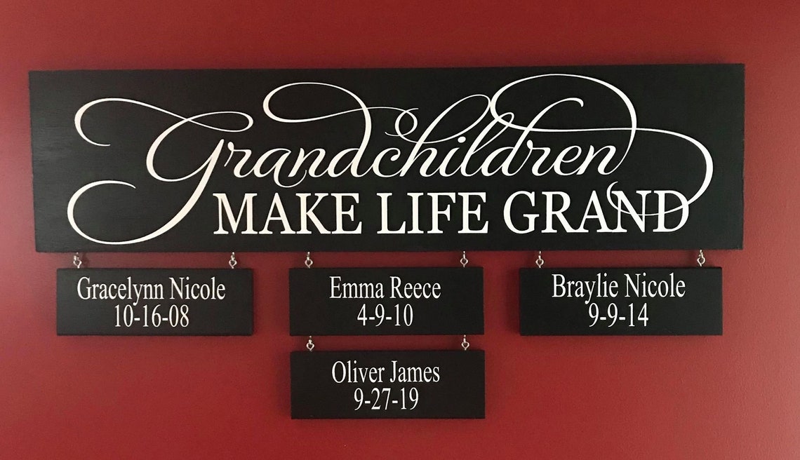 Grandparens Gift Grandchildren Make Life Grand Sign With Names - Etsy