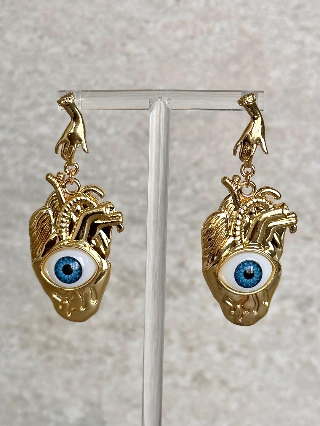 Hand Over Heart Concept Earrings - Etsy