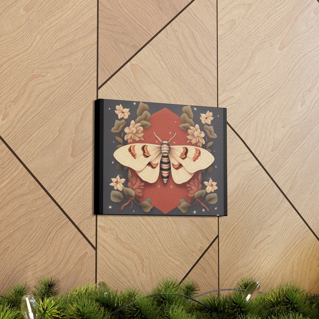Moth Cottagecore Nature Dark Academia Canvas Decor Wall - Etsy