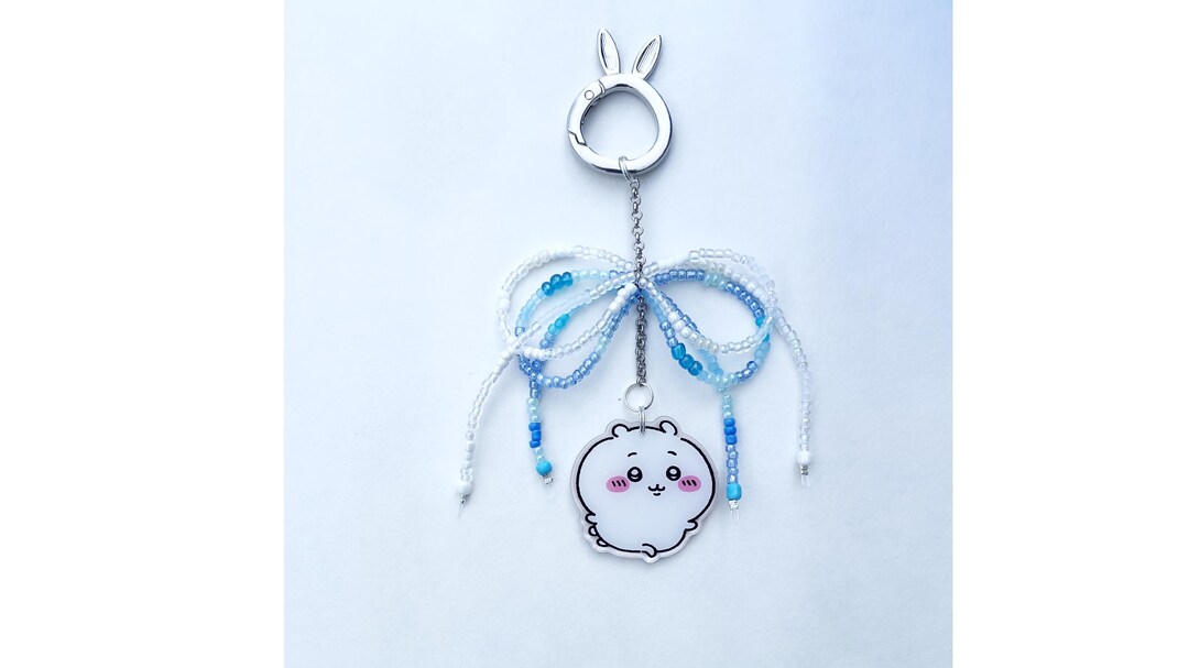 Chiikawa Hachiware Keychain Strap-cute Japanese Character, Beaded Bow ...