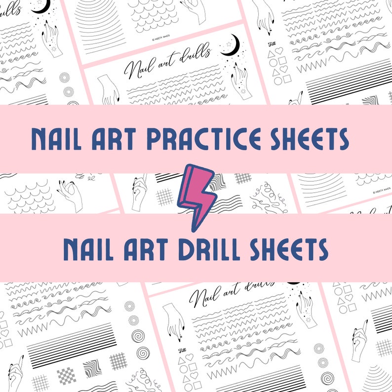 Nail Art Design Practice Sheet, Nail Art Drill Worksheet, Nail Tech ...