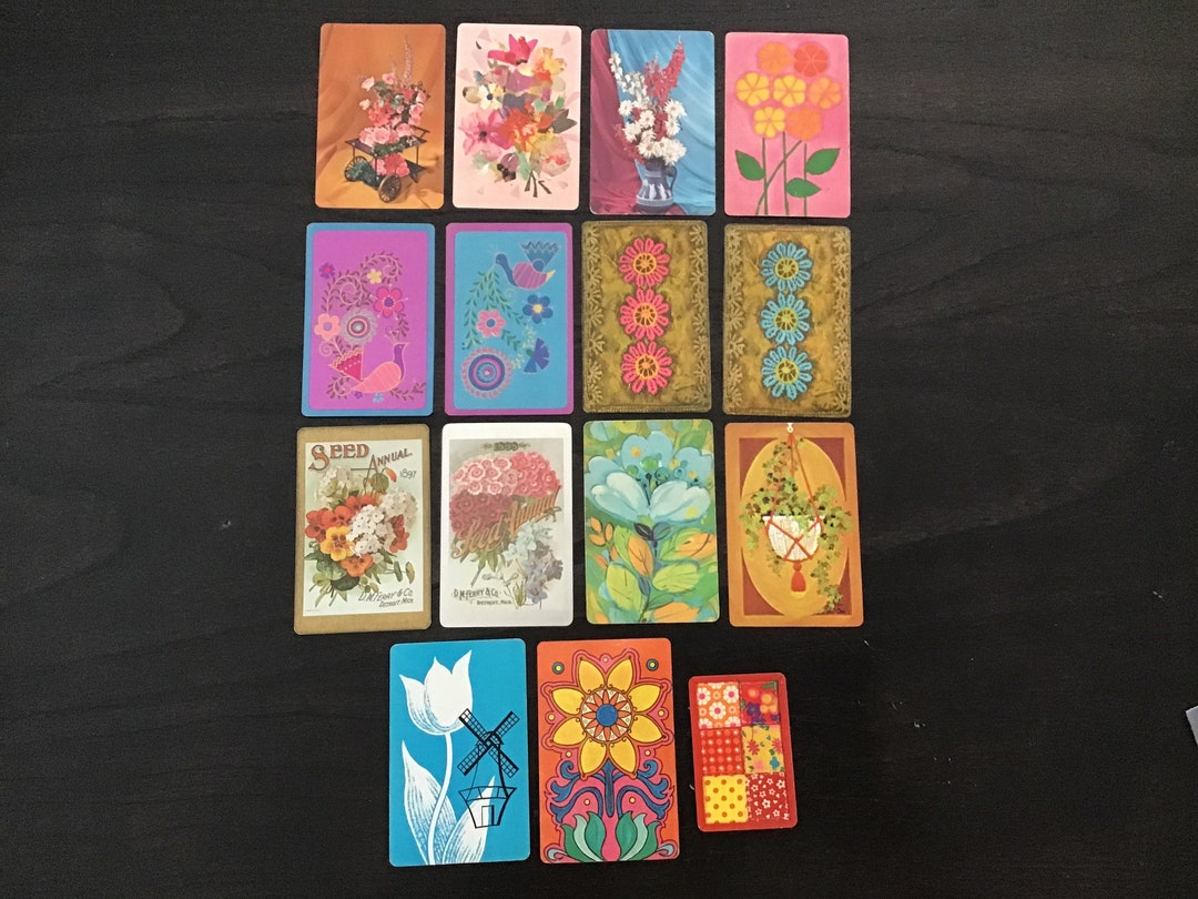 Lot/15 1960s-1970s Playing Cards, Flowers and Florals, Artist Trading ...