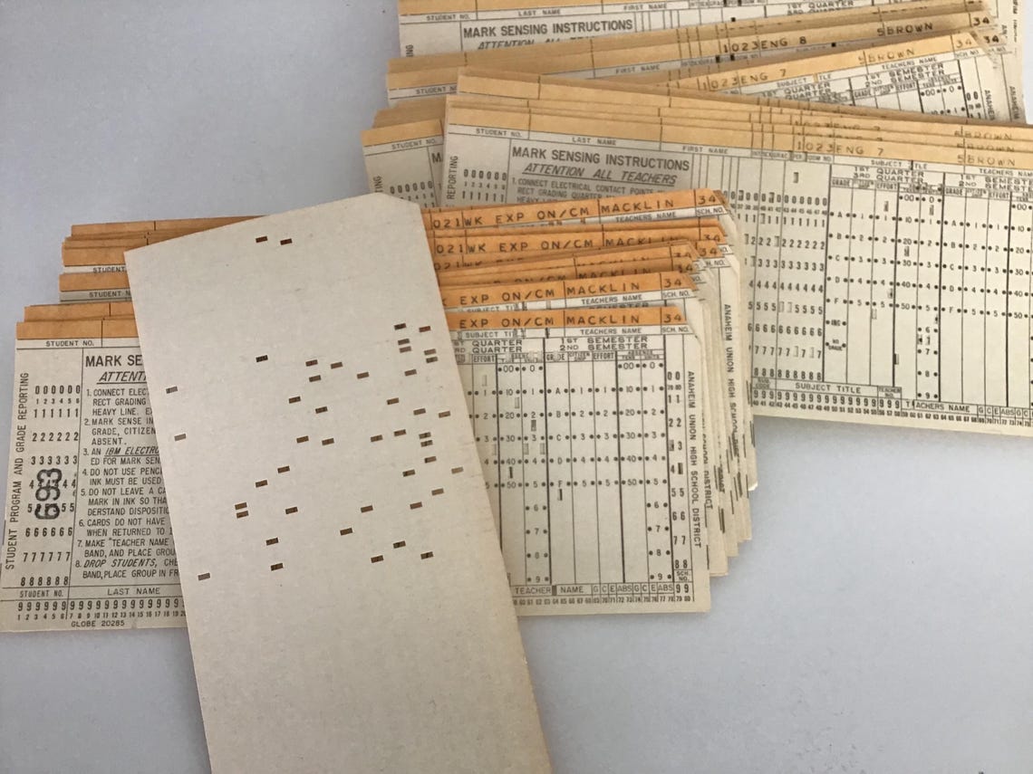 LOT/10 Vintage Computer Punch Cards, Data Processing Cards, 1960s, - Etsy