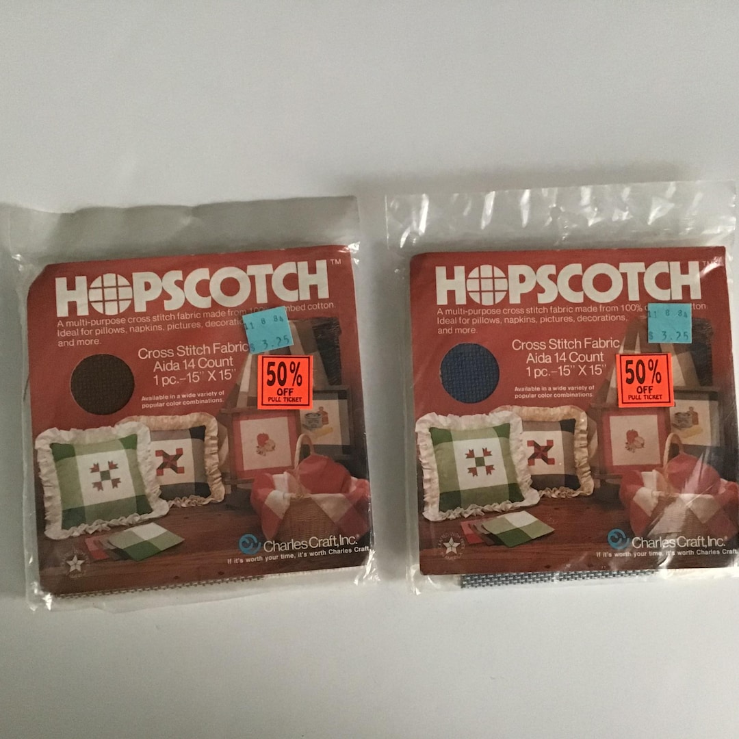 Your Choice/hopscotch Cross Stitch Fabric 14 Ct Blue or Brown - Etsy
