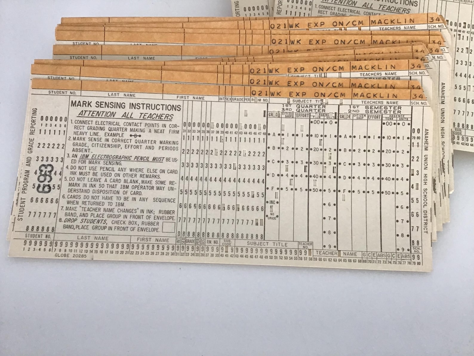 LOT/10 Vintage Computer Punch Cards, Data Processing Cards, 1960s, - Etsy