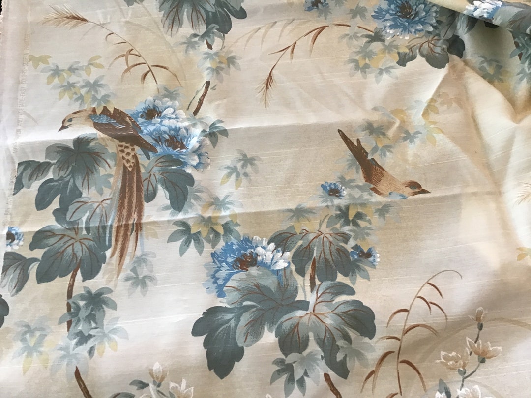 Vintage Decorator Fabric, 5th Ave Designs, 1983, Screen Printed, Large ...