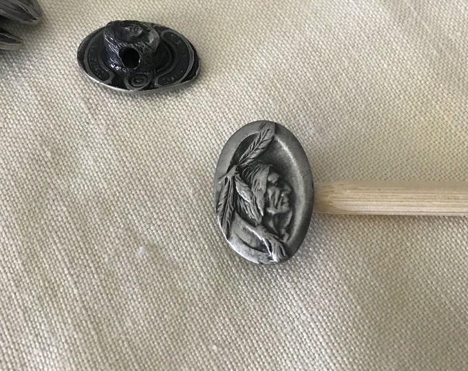 Battersea Pewter Oval American Indian Button With the Patented Face ...