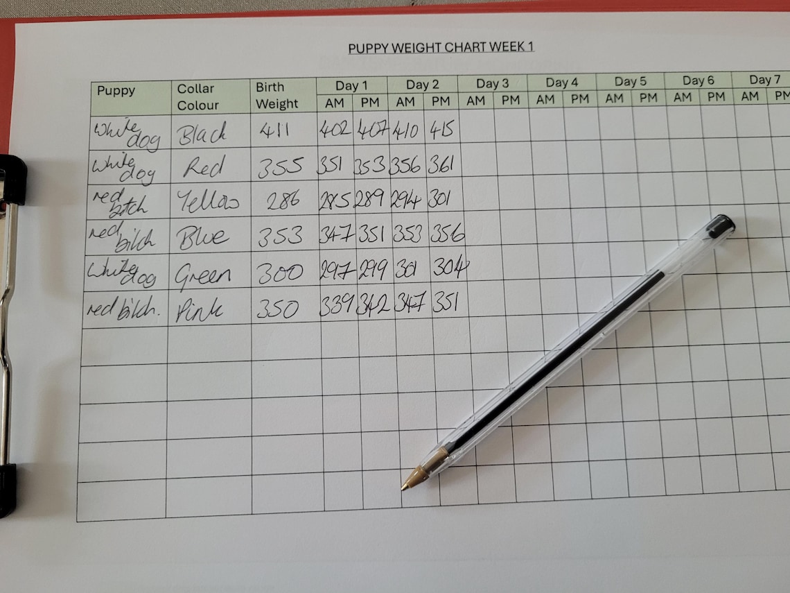 Puppy Breeder Paperwork, A4 PDF Litter Record, Whelping Chart ...