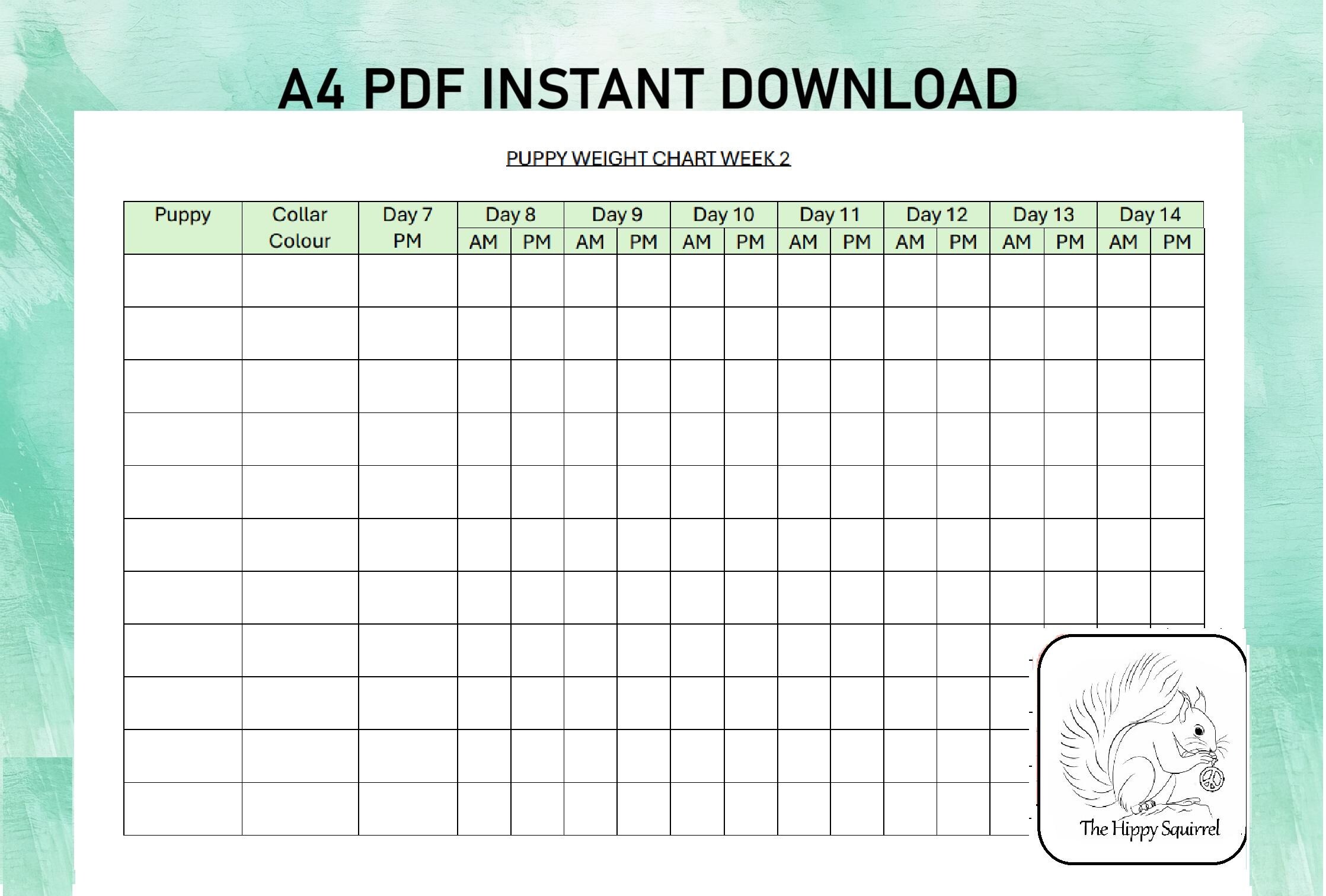 Puppy Breeder Paperwork, A4 PDF Litter Record, Whelping Chart ...