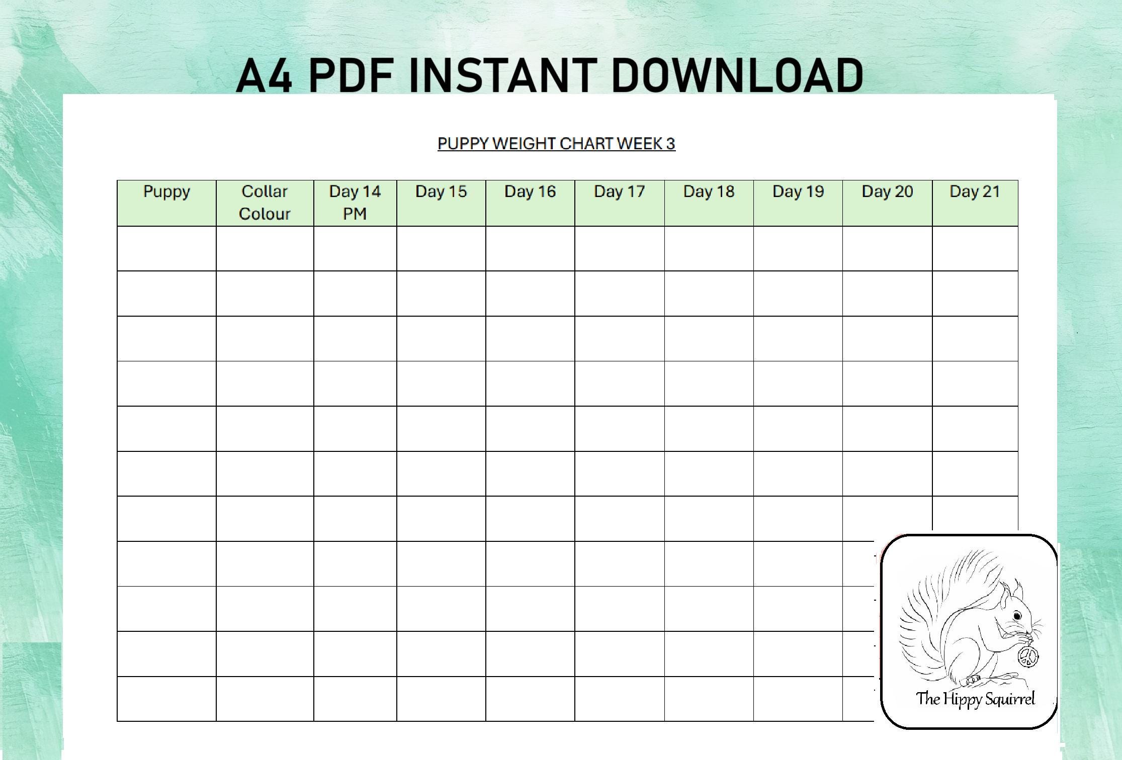 Puppy Breeder Paperwork, A4 PDF Litter Record, Whelping Chart ...