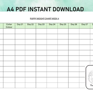 Puppy Weight Charts, Breeder Chart, A4 PDF Litter Record, Edit in Word ...
