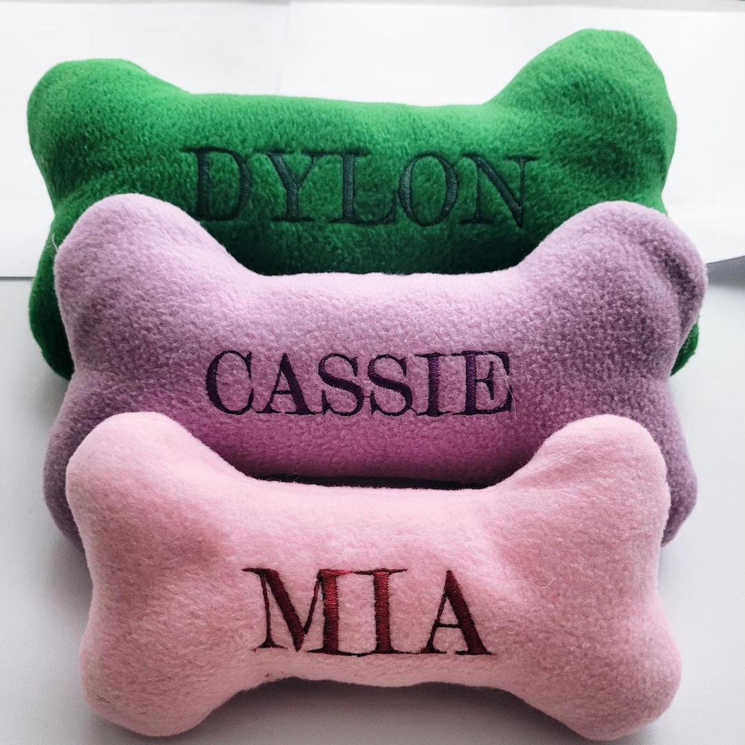 Personalised Dog Bone. Dog Toy, Squeaky Dog Toy, Fleece Bone Toy, Gift ...