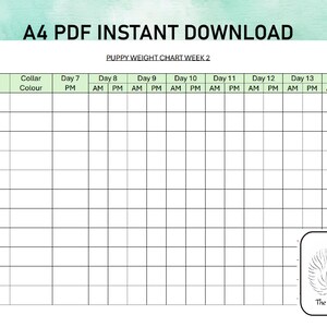 Puppy Weight Charts, Breeder Chart, A4 PDF Litter Record, Edit in Word ...