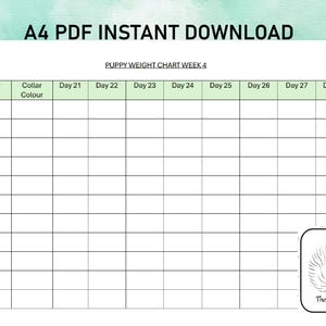 Puppy Breeder Paperwork, A4 PDF Litter Record, Whelping Chart ...