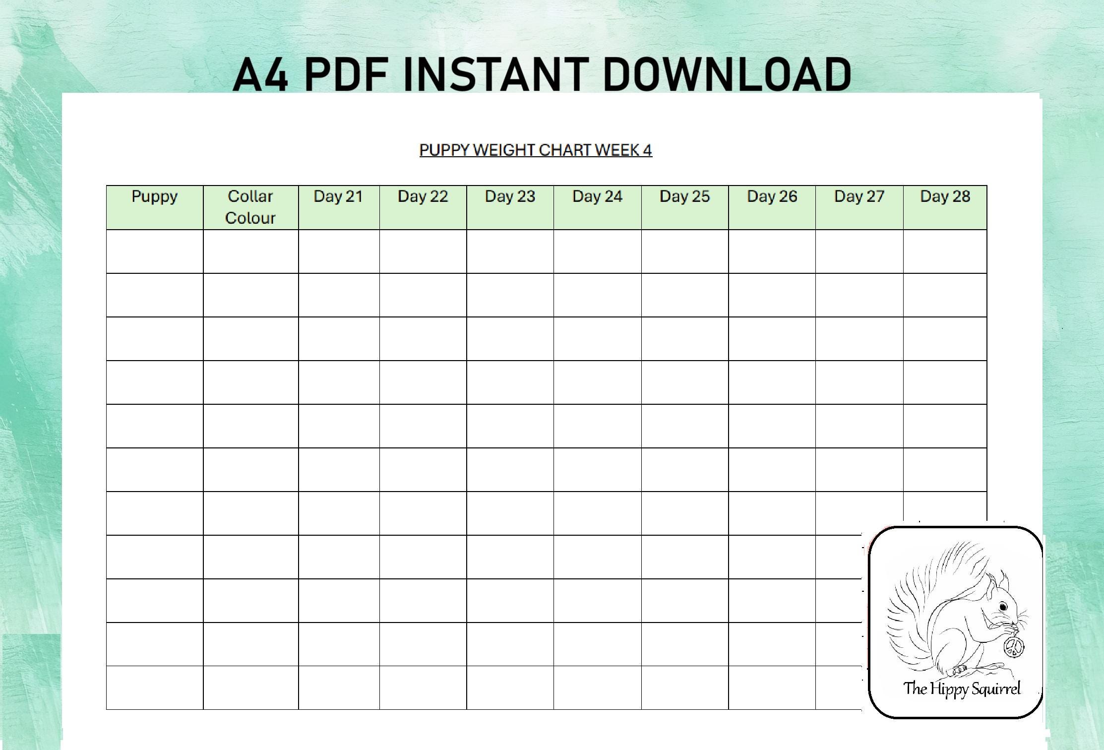 Puppy Breeder Paperwork, A4 PDF Litter Record, Whelping Chart ...