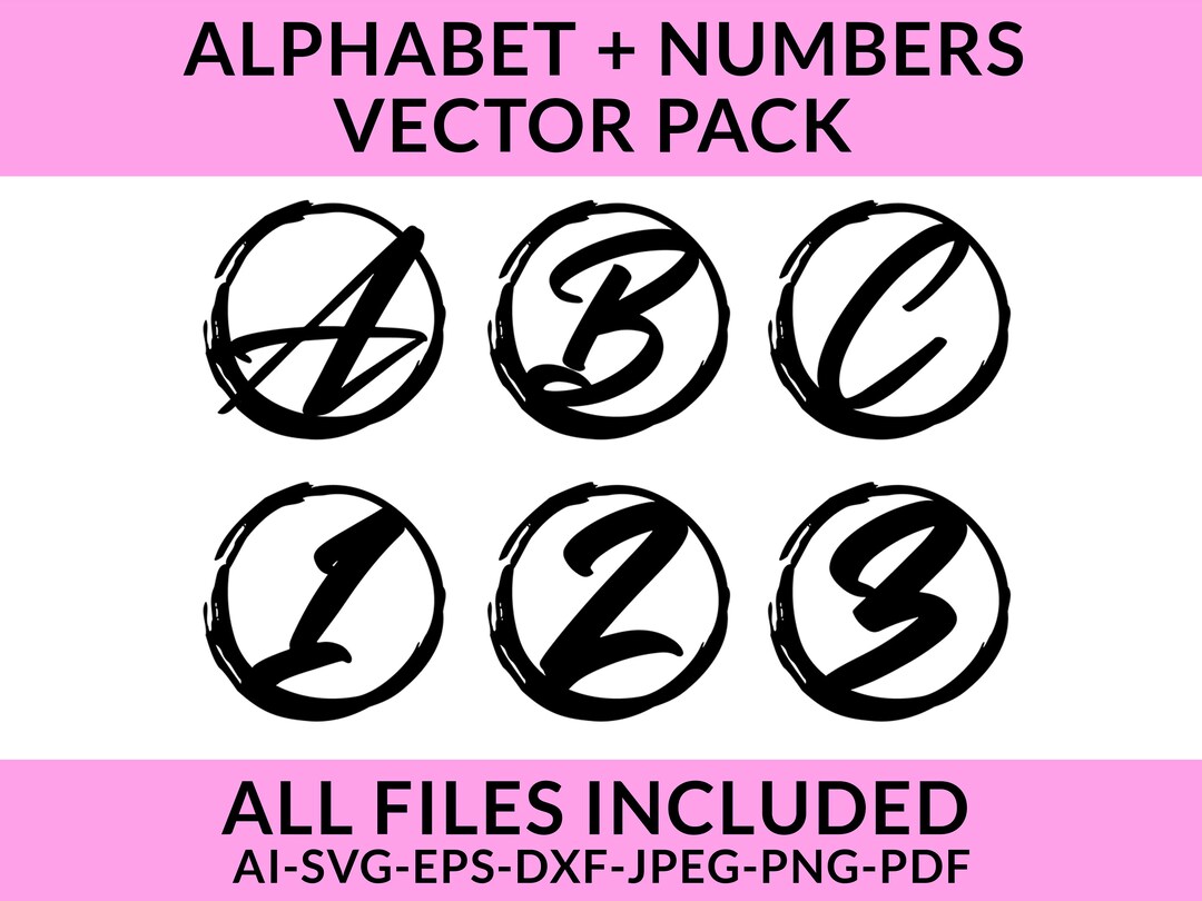 SVG | Vector | SWIRL CIRCLE Alphabet + Numbers | Download | Cricut ...