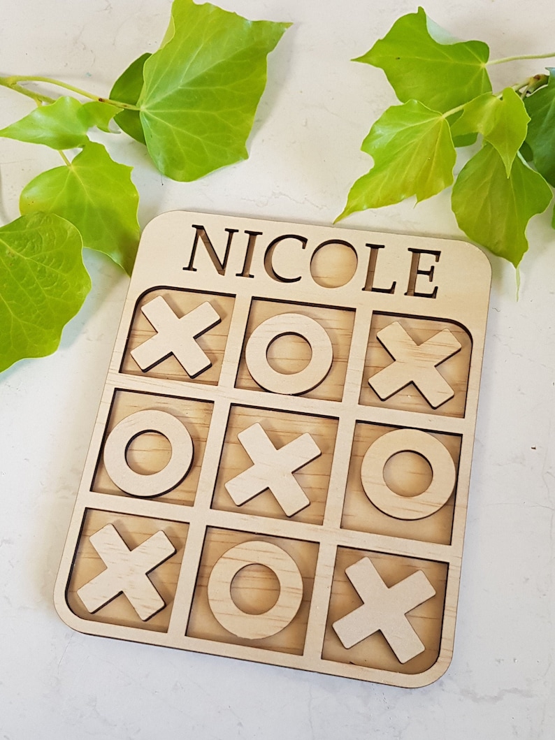 Tic Tac Toe Noughts and Crosses Personalised Lasercut | Etsy