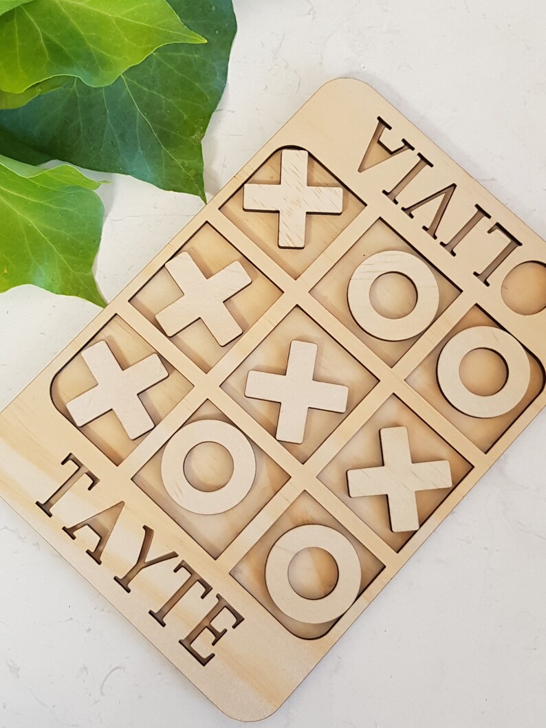 Tic Tac Toe Noughts and Crosses Personalised Lasercut - Etsy Australia