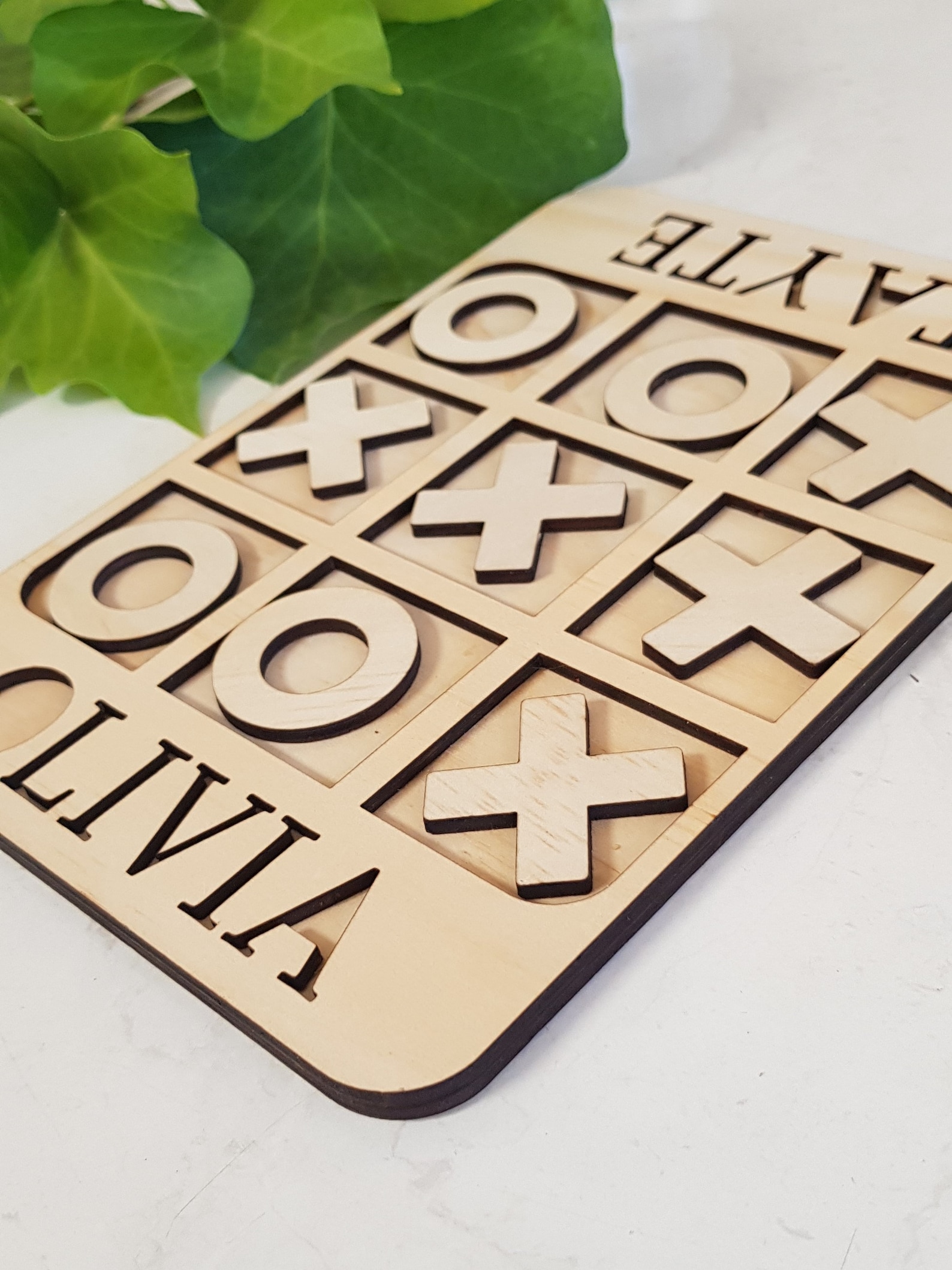 Tic Tac Toe Noughts and Crosses Personalised Lasercut - Etsy