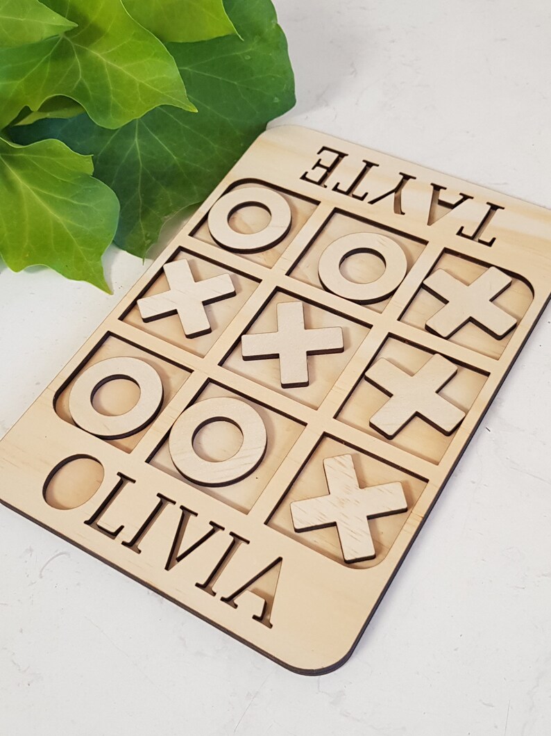 Tic Tac Toe Noughts and Crosses Personalised Lasercut - Etsy