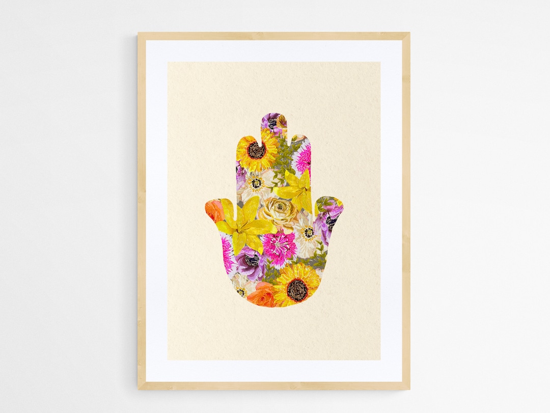 Printable Floral Hamsa Hand, Hamsa Printable Art, Floral Hamsa Drawing ...