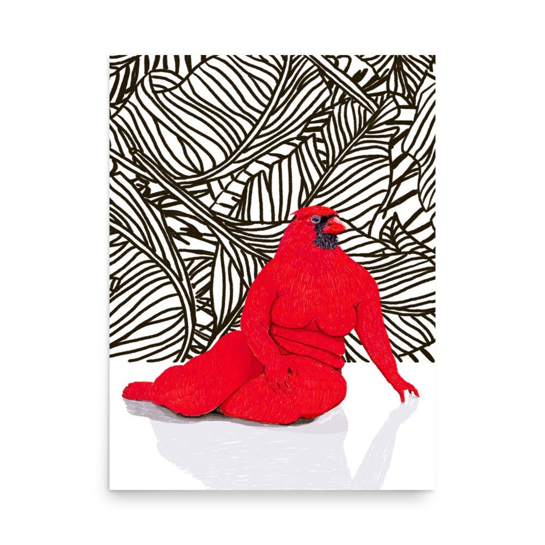 Cardinal Bird Print, Bird Art Print, Bird Art Poster, Surreal Art Print ...