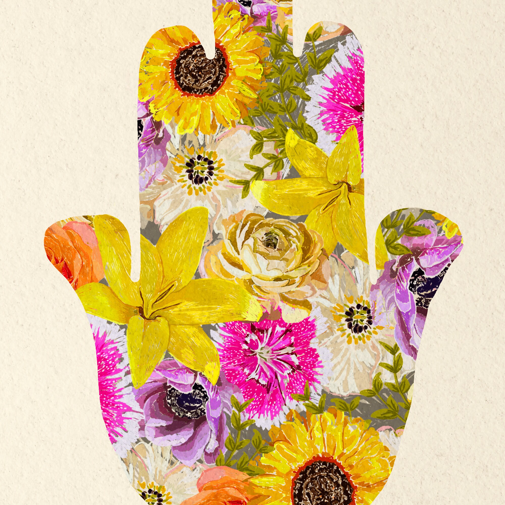Printable Floral Hamsa Hand, Hamsa Printable Art, Floral Hamsa Drawing ...