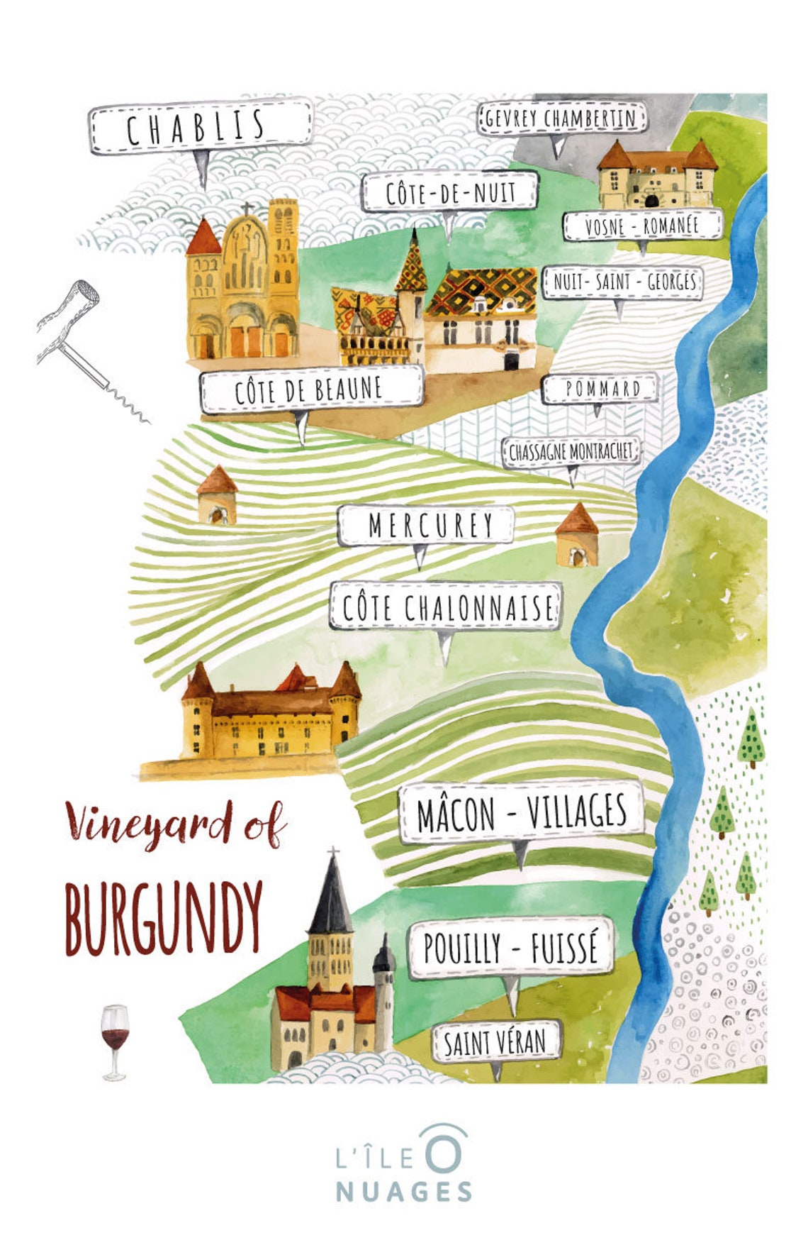 Burgundy Vineyard Poster / PRINTABLE / DOWNLOADABLE - Etsy