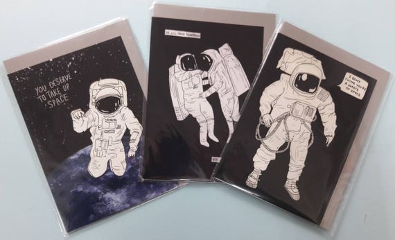Positive Astronaut Space Greetings Cards | Etsy