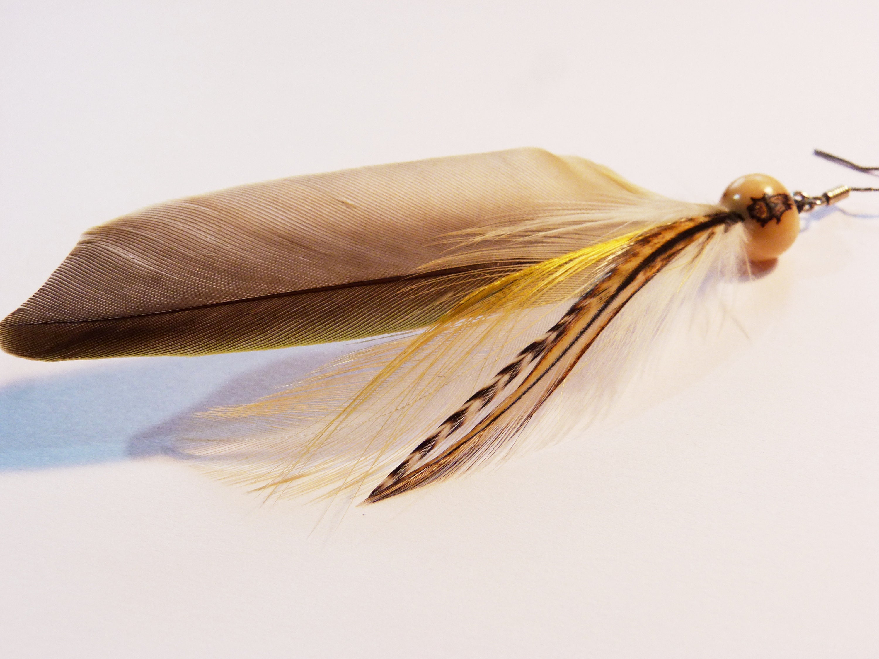 Loop Alone, Natural Feather and Pearl in Acai Seed - Etsy