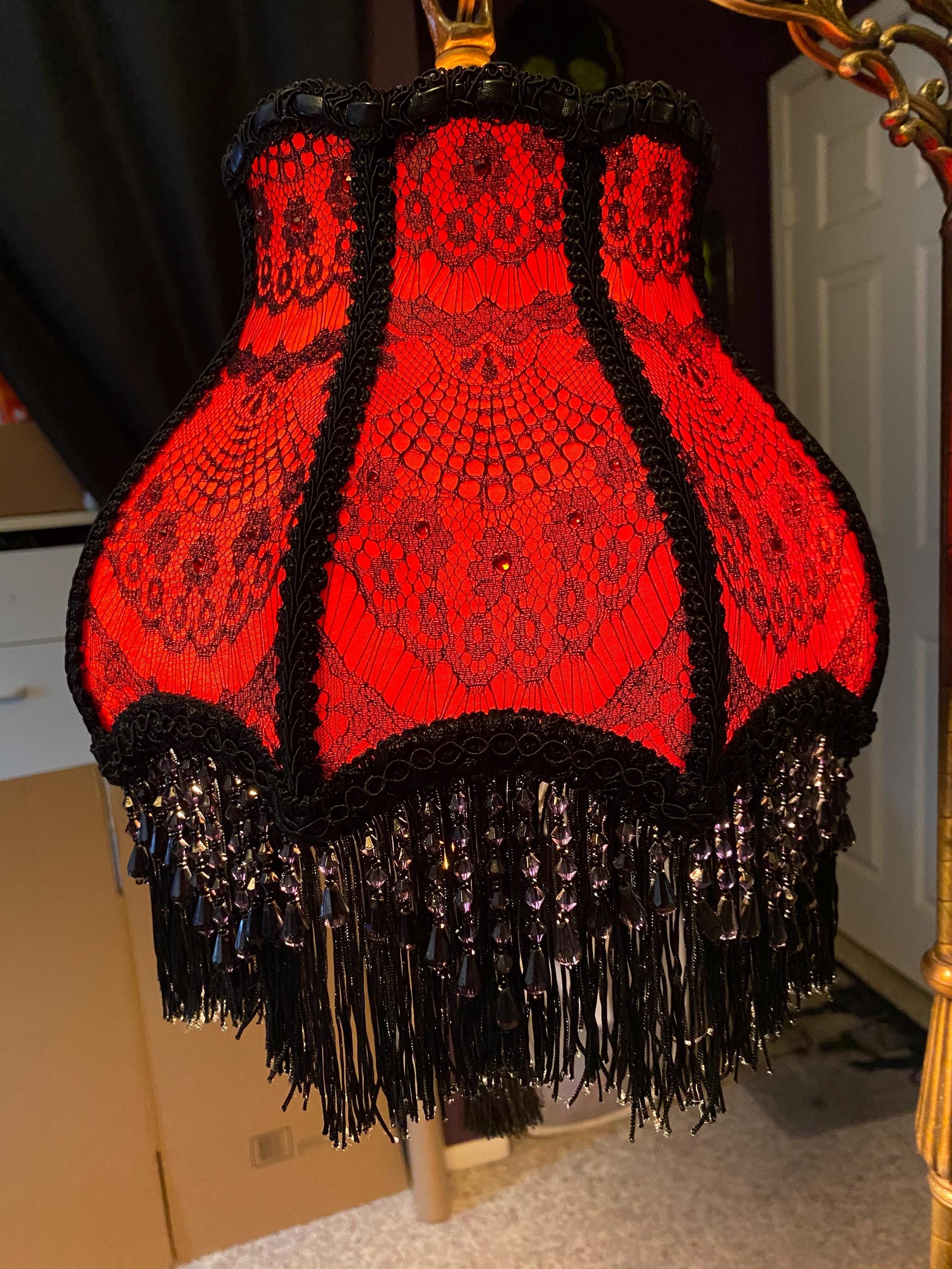 Red W/ Black Lace Handsewn Lampshade - *made to Order: 8-10 Weeks* - Etsy