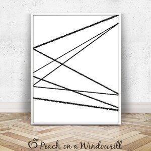 Simple Abstract Line Art Print Minimalist Black and White - Etsy