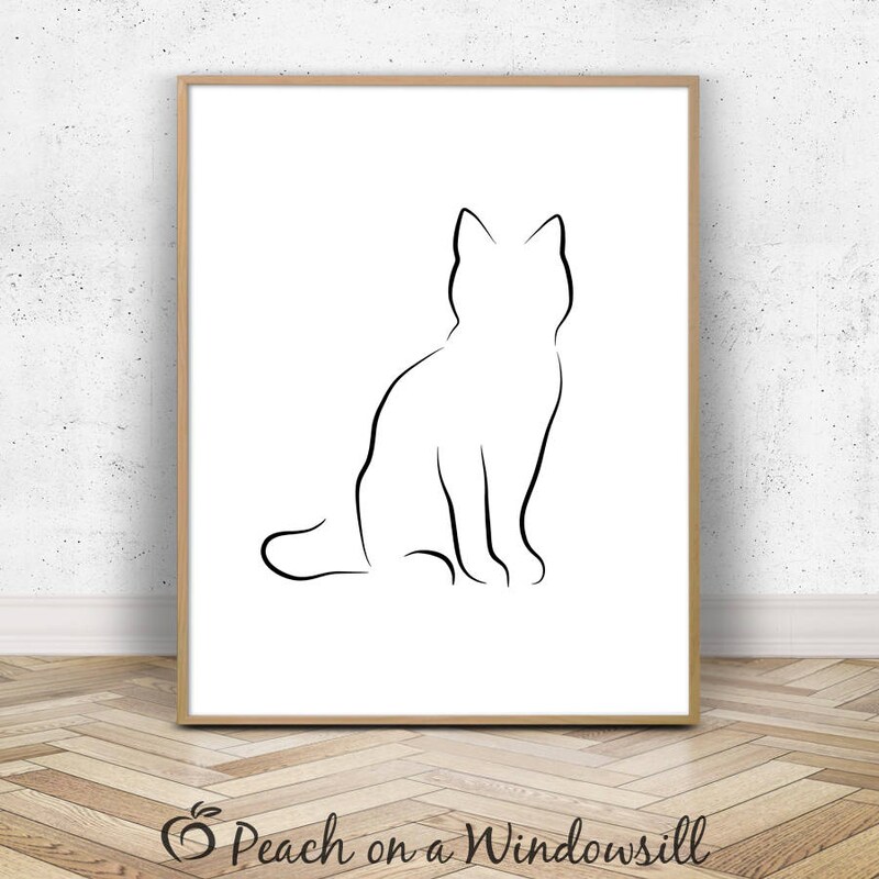 Cat Line Drawing - Etsy