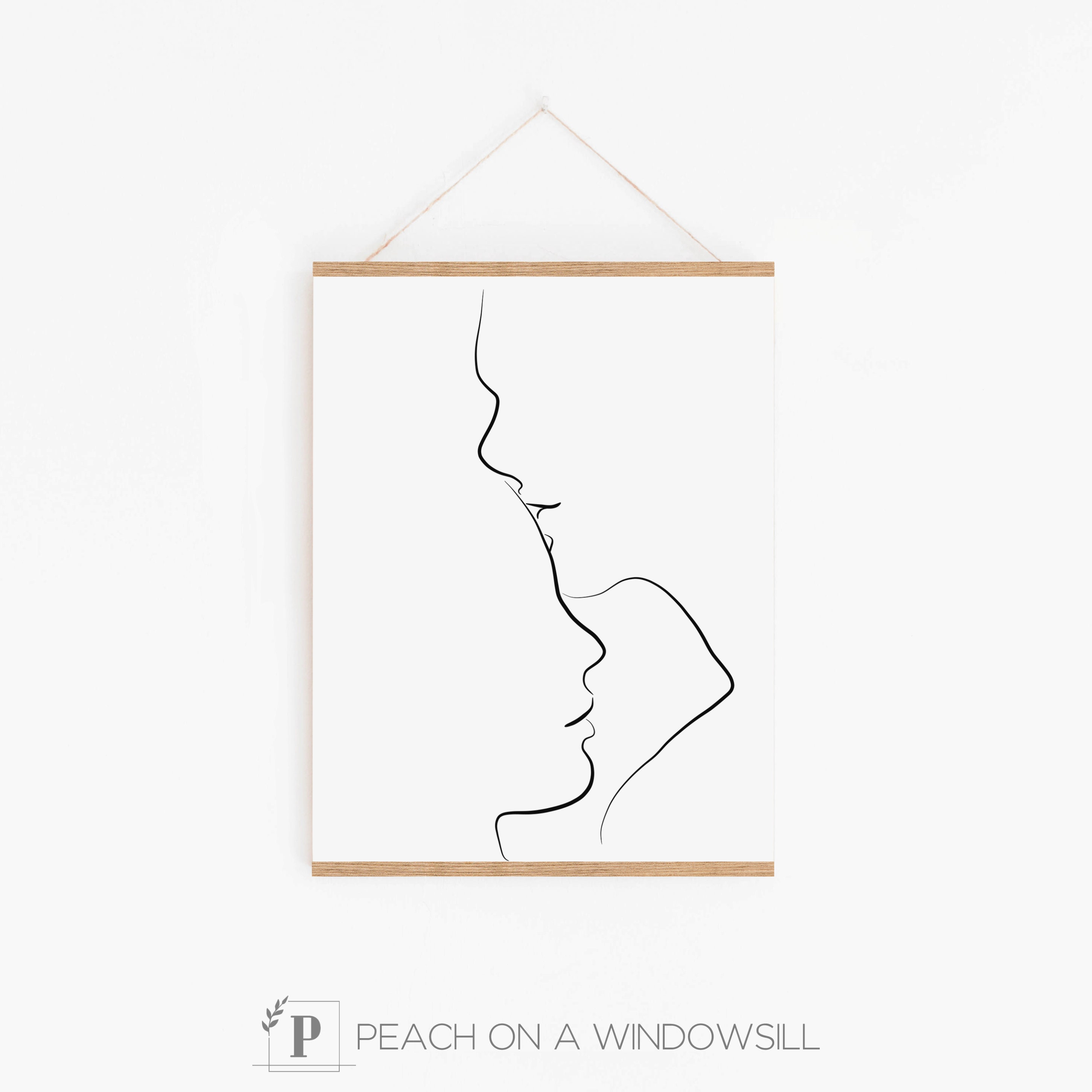 Couple Kissing Printable Romantic Art Print Simple - Etsy