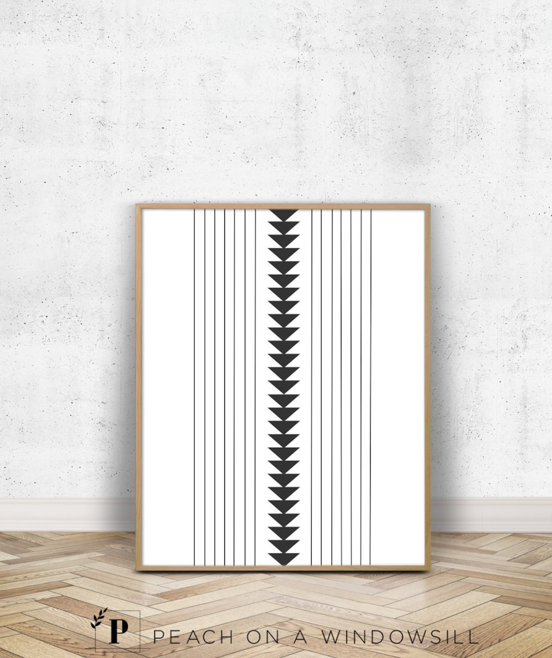 Triangle Line Art Pattern Printable | Minimalist Black and White Boho ...