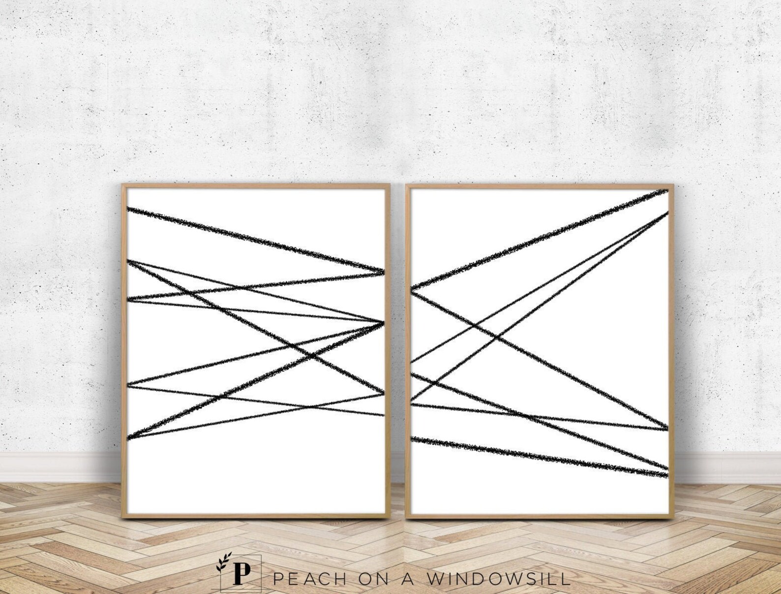 Black Line Drawing Print Set of 2 Abstract Line Art Modern | Etsy