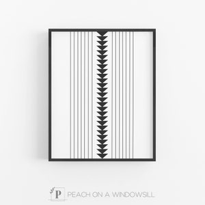 Triangle Line Art Pattern Printable | Minimalist Black and White Boho ...