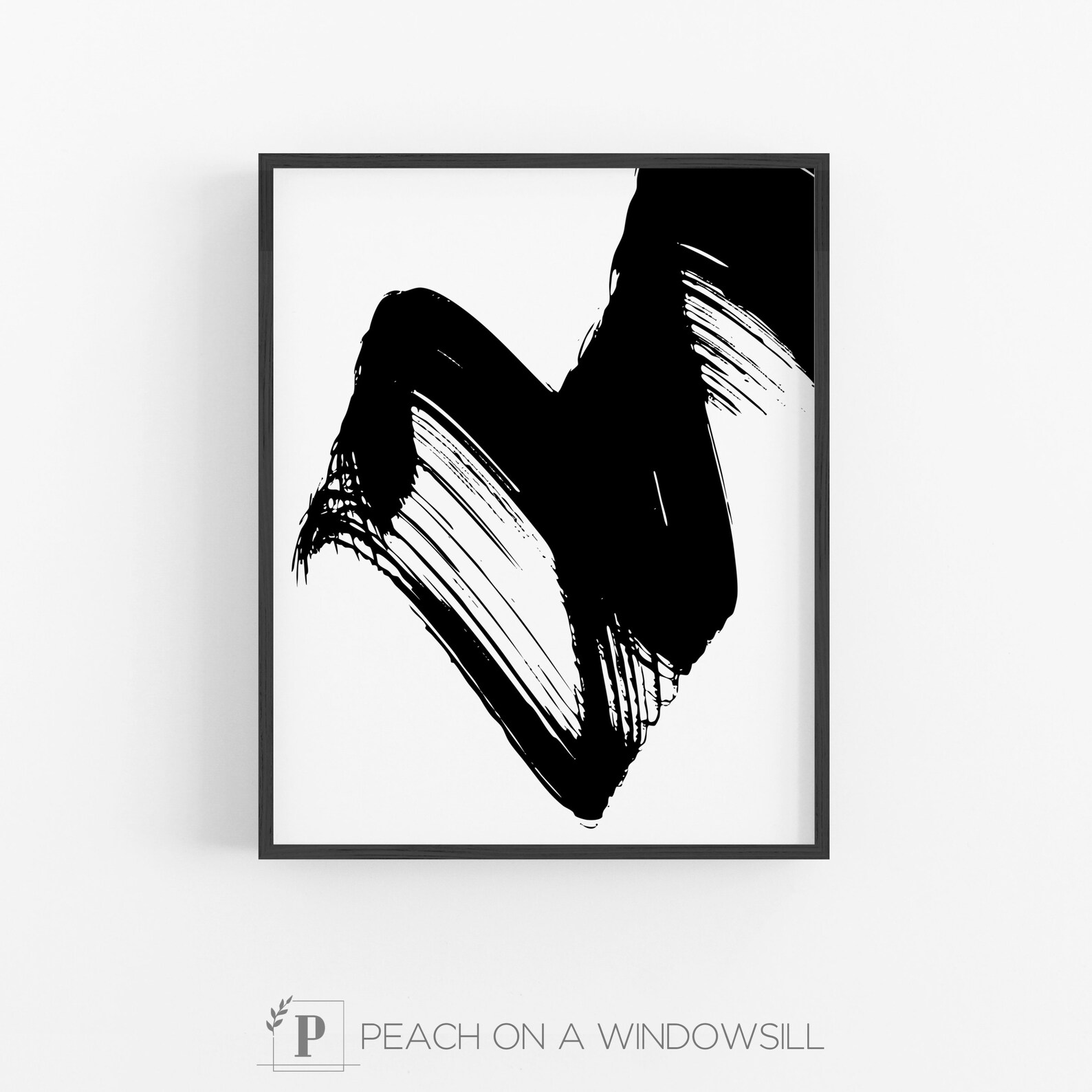 Brushstroke Print Printable Abstract Art Black White | Etsy
