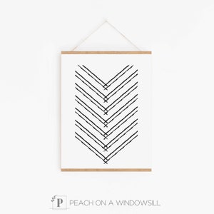 Chevron Art Print Black and White Wall Decor Minimalist - Etsy