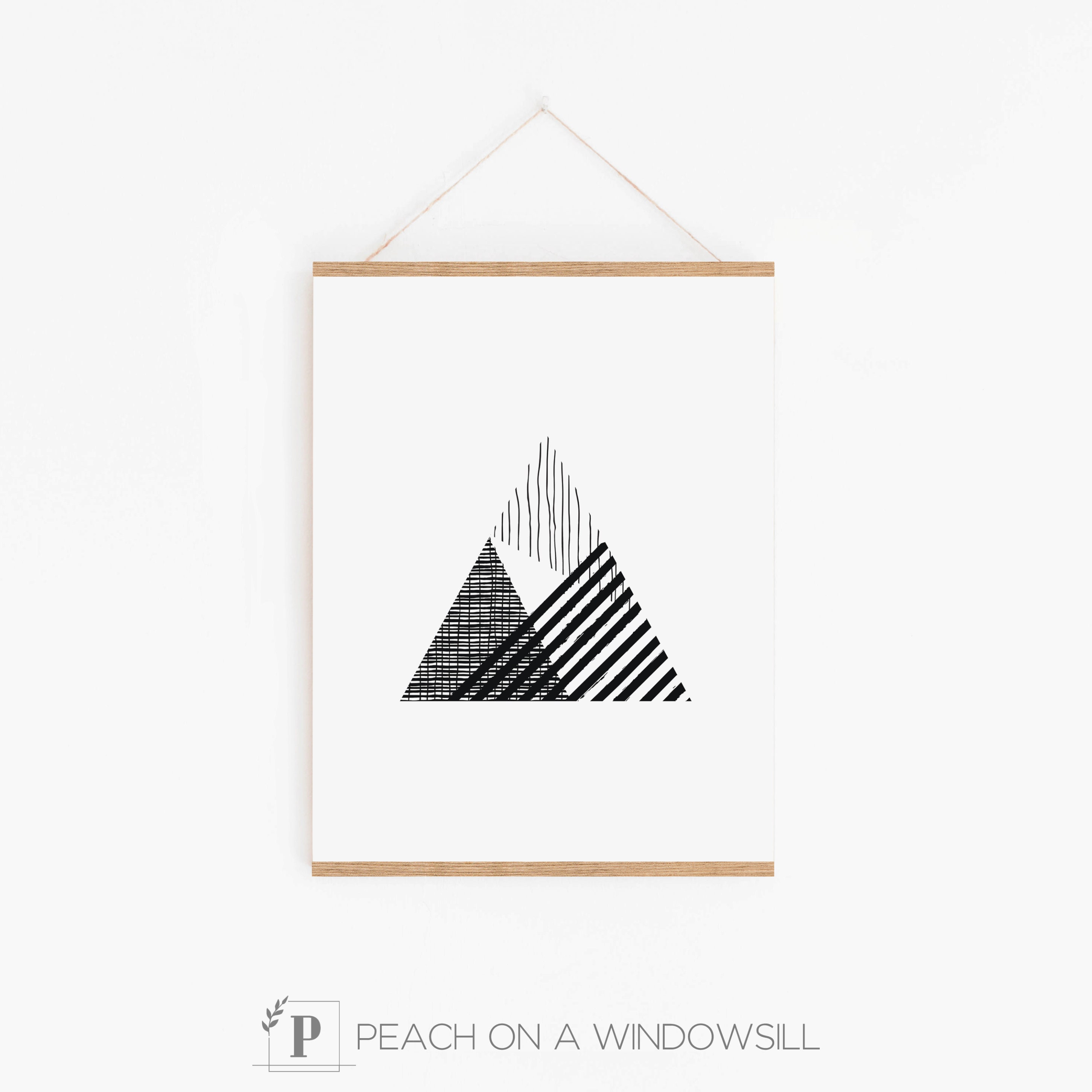 Triangle Pattern Art Geometric Poster in Black and White | Etsy