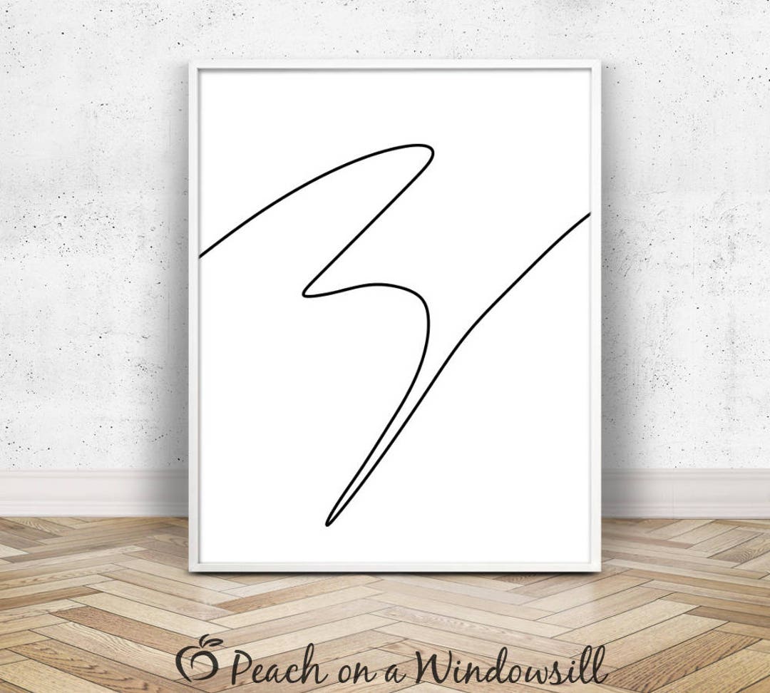 Minimal One Line Drawing Abstract Printable Art | Black and White ...