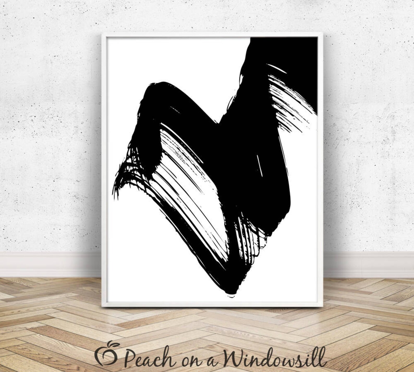 Brushstroke Print Printable Abstract Art Black White | Etsy
