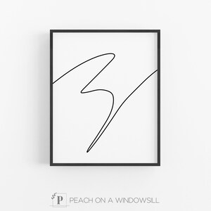Minimal One Line Drawing Abstract Printable Art | Black and White ...