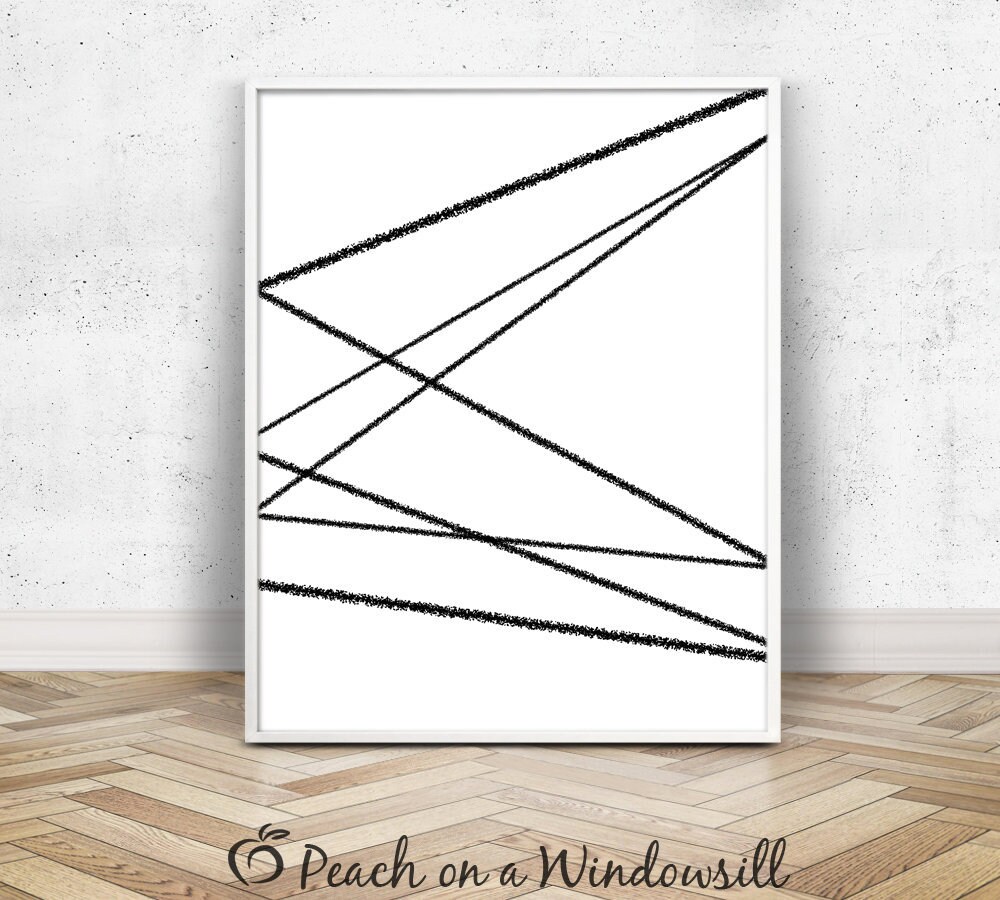 Simple Abstract Line Art Print Minimalist Black and White | Etsy