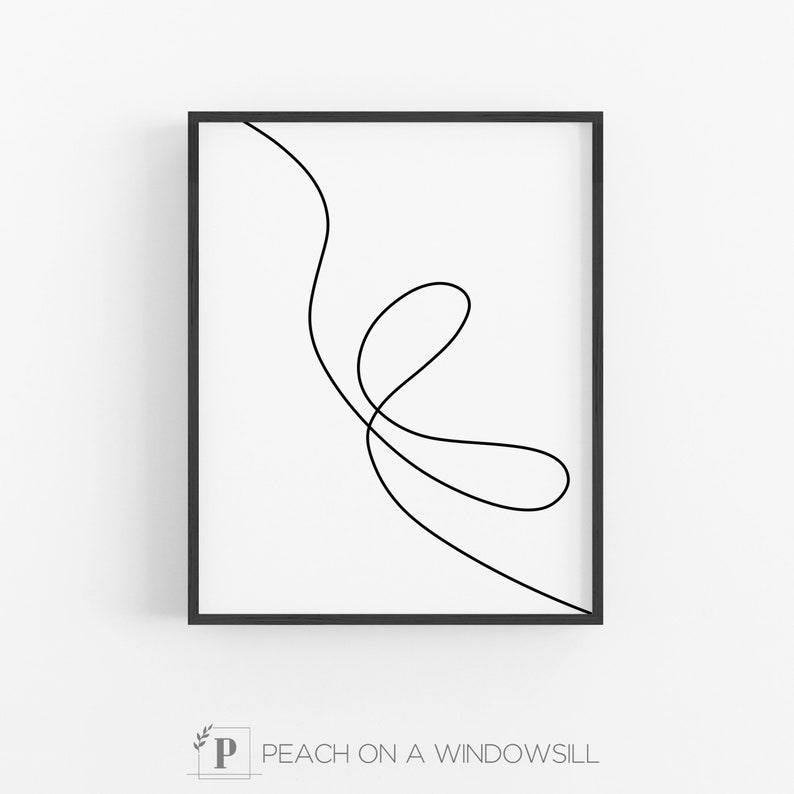 Black and White One Line Drawing Print Simple Modern Wall | Etsy