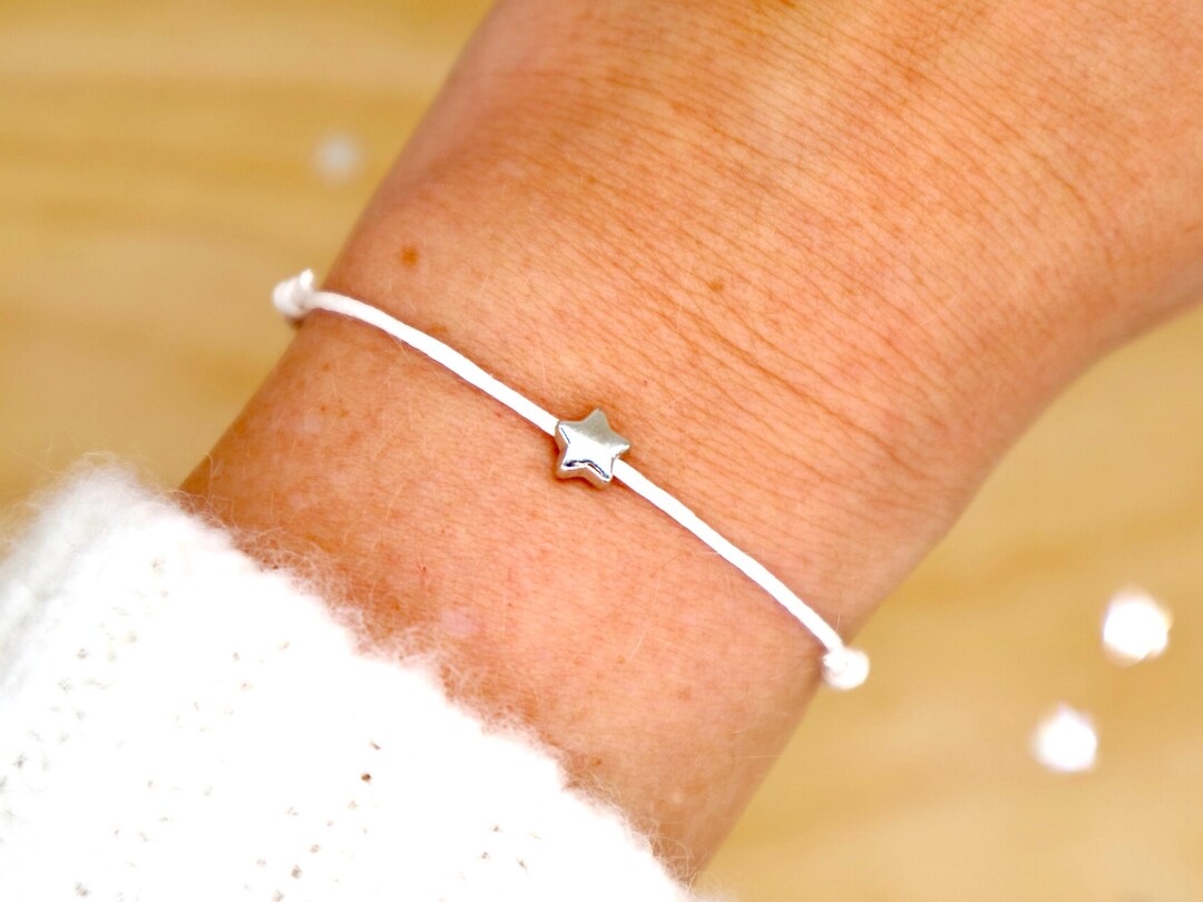 Silver Star Charm Cord Bracelet, Friendship Jewellery, String Layering ...