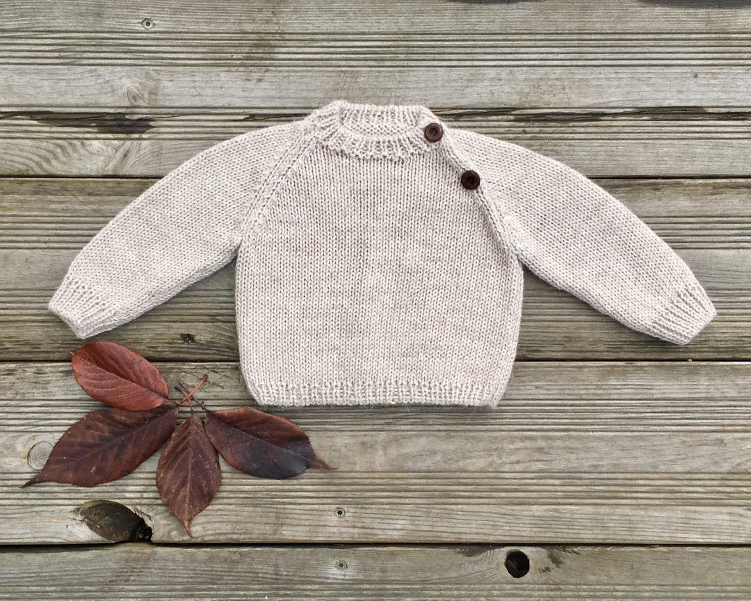 Merino Wool Baby Knit Sweater Beige Unisex Child Jumper Boy Girl ...